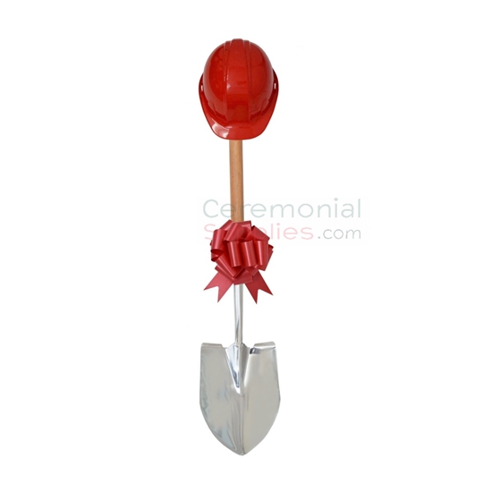 Groundbreaking Shovel Hard Hat And Bow Kit | ceremonialsupplies.com