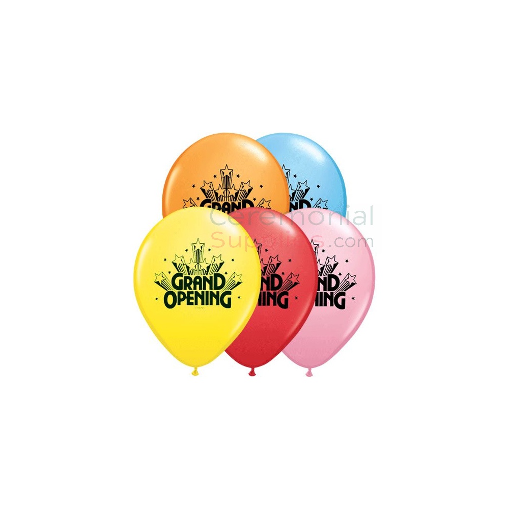 11 Inch Grand Opening Balloon Assorted Black Text | ceremonialsupplies.com