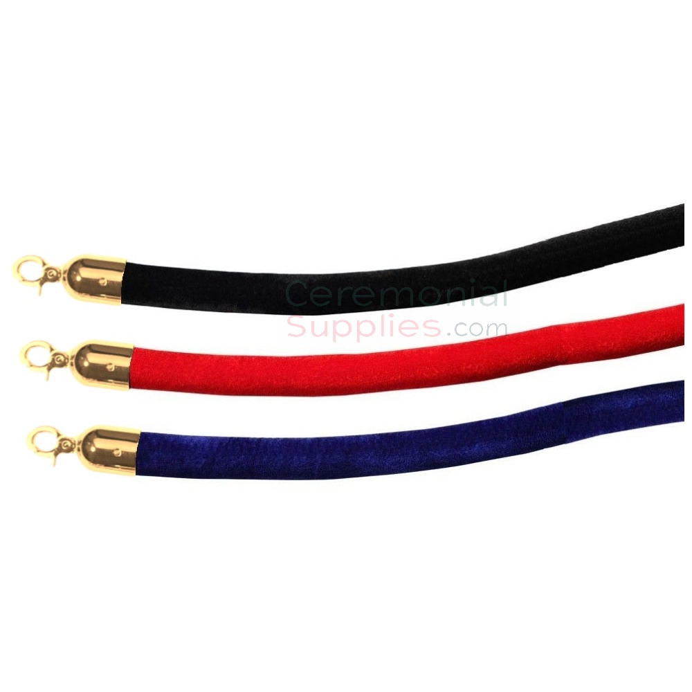 6.5 Ft Brass Hook Luxury Velvet Stanchion Rope | ceremonialsupplies.com