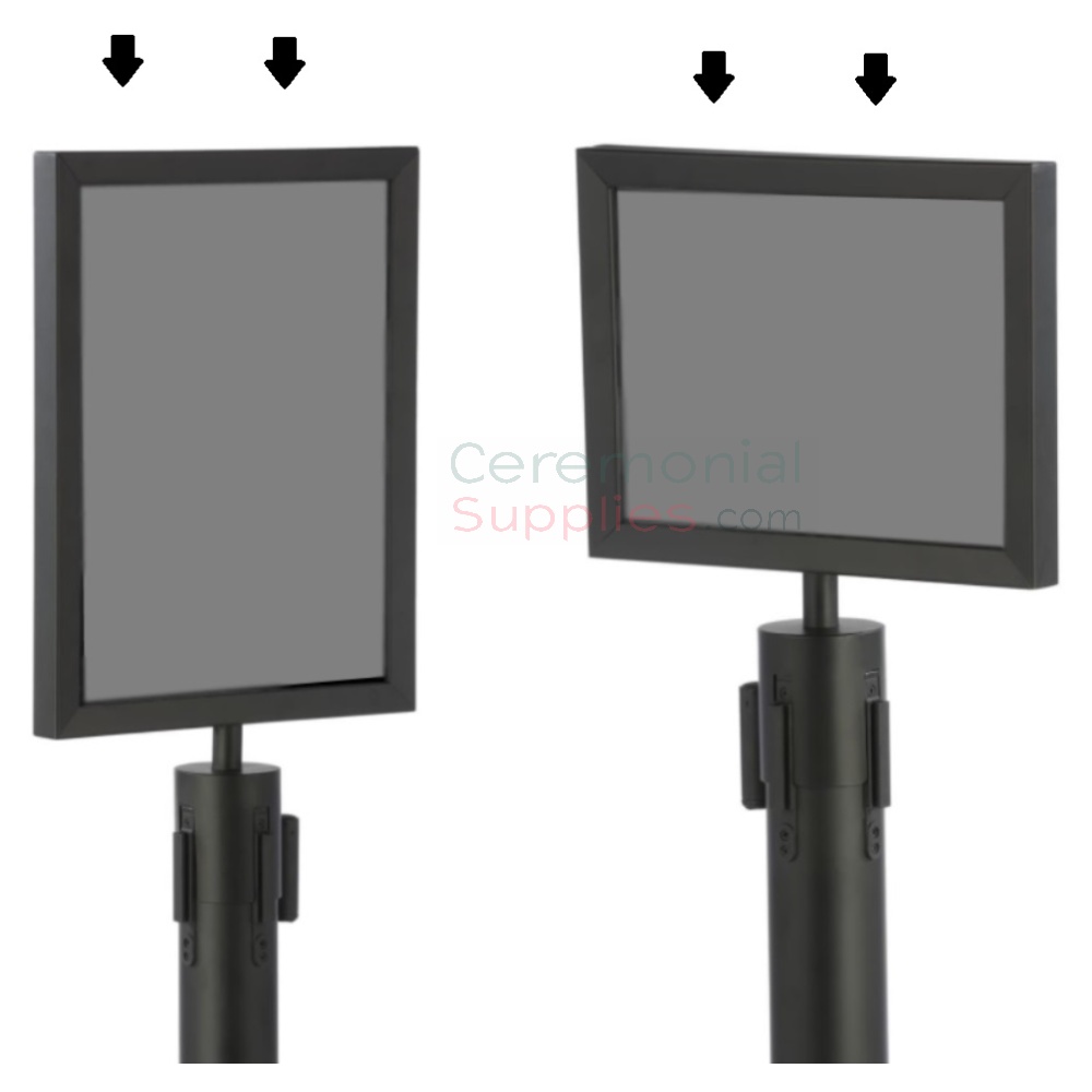 Black Stanchion Sign Frame With Top Insert | ceremonialsupplies.com