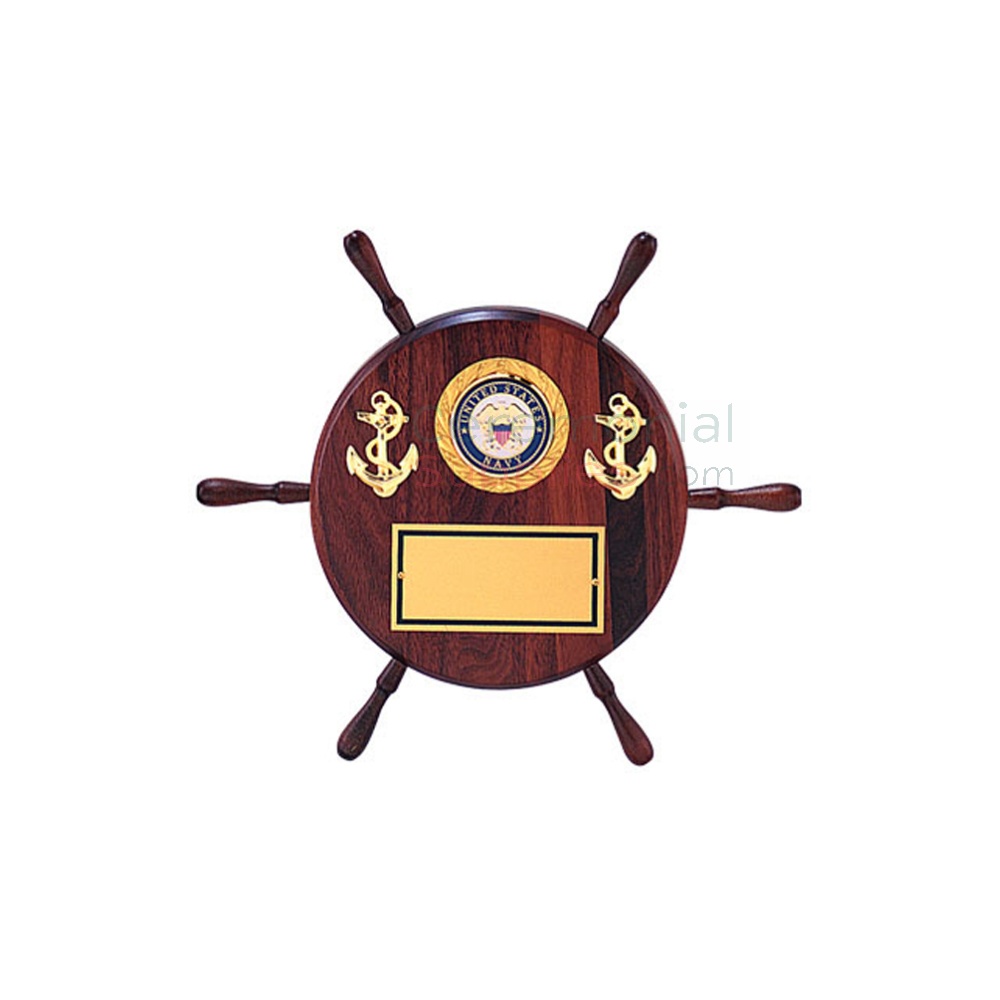 Military Insert Ship Wheel Award Plaque | ceremonialsupplies.com