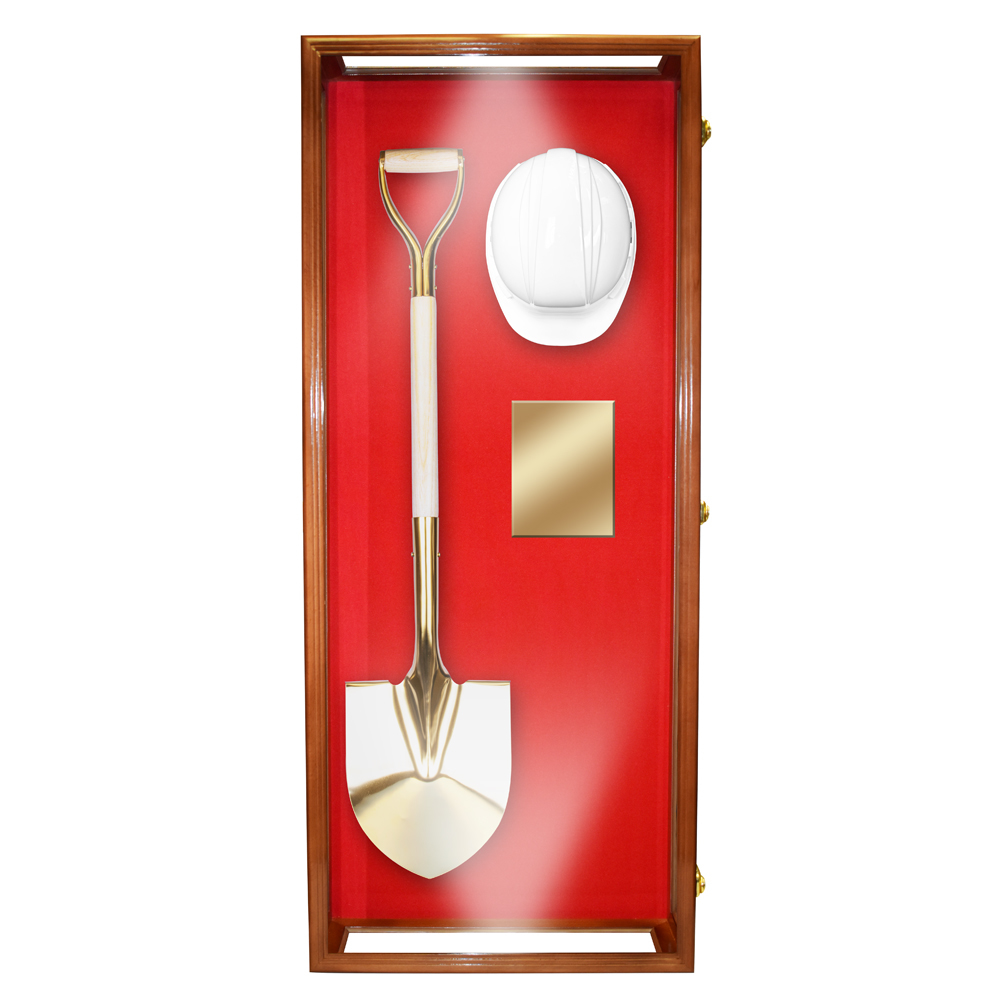 Shovel and Hard Hat Keepsake Clear Display Case | Ceremonial ...