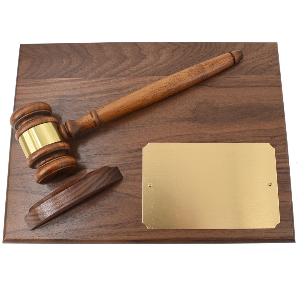 Genuine Walnut Gavel Plaque - Customized Judge Gift & Award ...