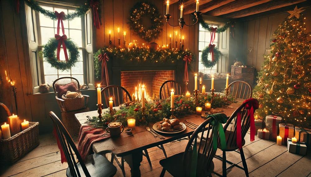 Colonial Christmas With Decoration Ribbons and Bows | Ceremonial ...